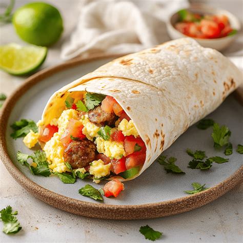 Savory Breakfast Burrito With Spicy Sausage Delicious