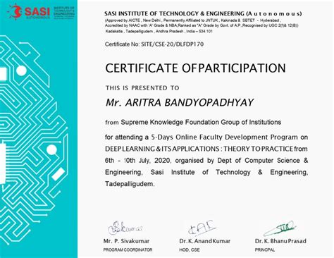 Aritra Bandyopadhyay On Linkedin Fdp Deeplearning