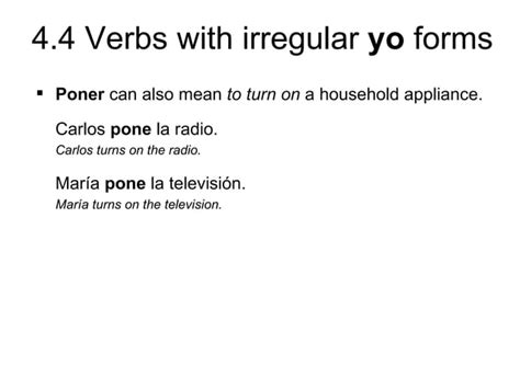 44 Verbs With Irregular Yo Forms Ppt