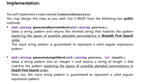 I Have To Write A Code In Cpp A Codeword Generator A Chegg Com