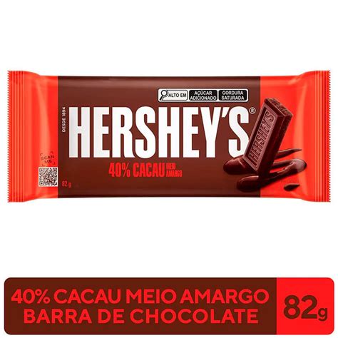 Chocolate Hersheys Meio Amargo 40 Cacau 82g Intenso