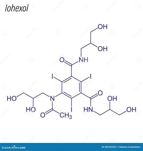 Iohexol Molecule Structural Chemical Formula Molecule Model Vector