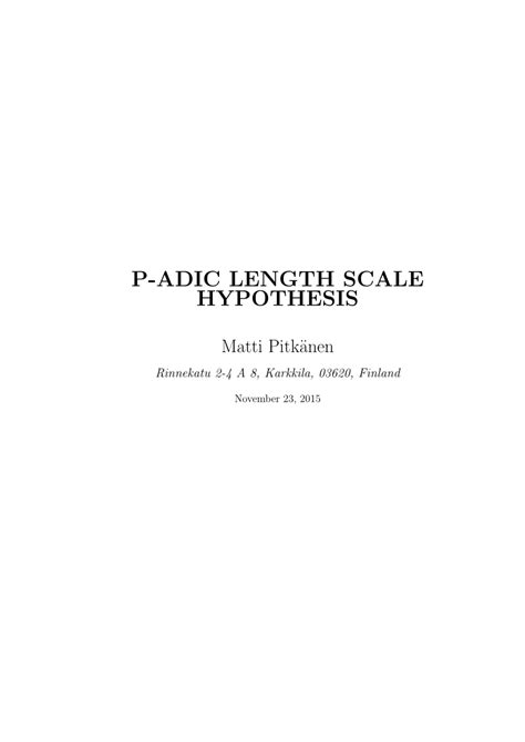 Pdf P Adic Length Scale Hypothesis