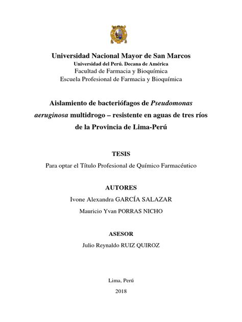 Aislamiento De Bacteriofagos De Pseudomonas Aeruginosa Multidrogo