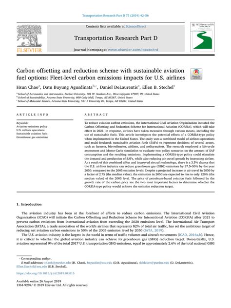 Carbon Offsetting And Reduction Scheme With Sustainable Aviation Fuel Option Fleet Level Carbon