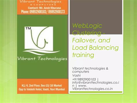 Weblogic Clustering Failover And Load Balancing Training Ppt