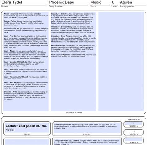 Fillable Automated Character Sheet Official Stargate Sg 1