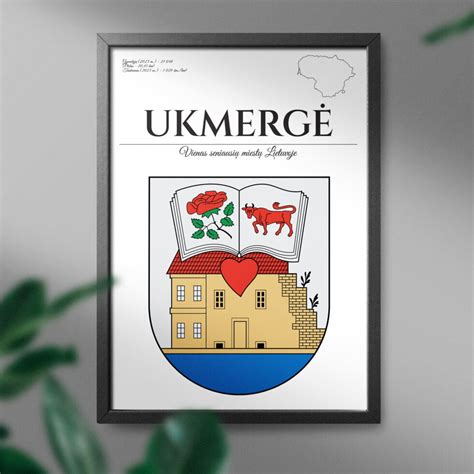 Ukmergės Miesto Herbas Posterlt Stilizuoti Miestų žemėlapiai