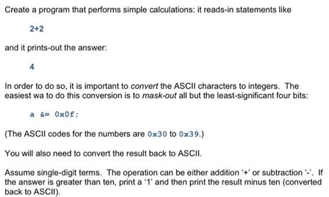 Create A Program That Performs Simple Calculations Chegg Com