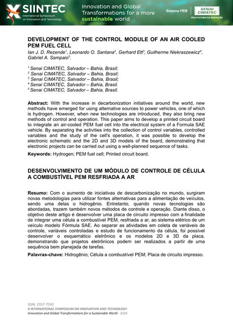 Pdf Development Of The Control Module Of An Air Cooled Pem Fuel Cell