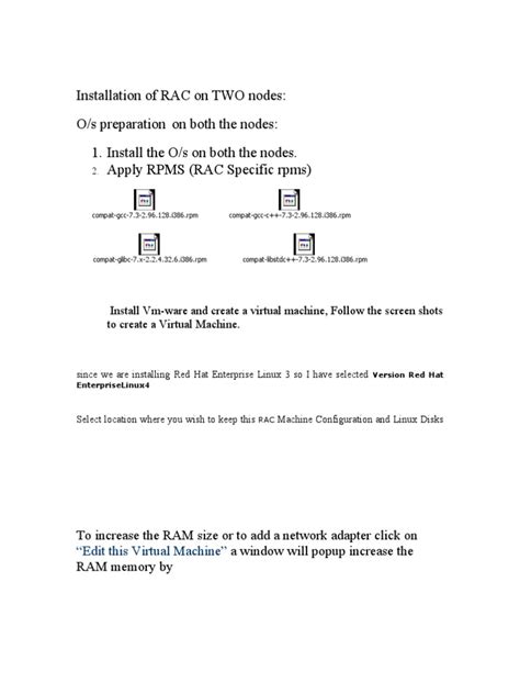 installation of rac on two nodes o s preparation on both the nodes 1