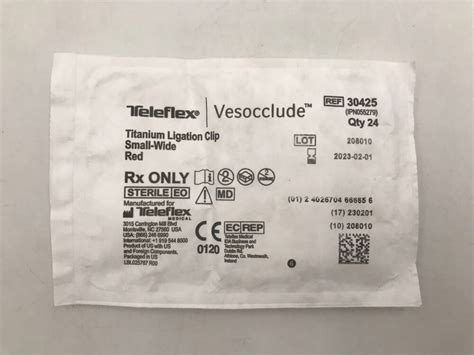 Teleflex 30425 Vesocclude Titanium Ligation Clip Small Wide Red 24