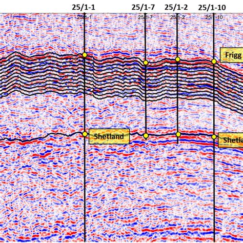 A Seismic Section Unflattenned Into The Study Area Showing Locations