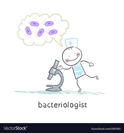 Bacteriologist Microscope Looks And Thinks About Vector Image