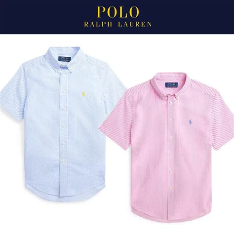 [폴로특가] 폴로랄프로렌 시어서커 스트라이프 반팔 셔츠 보이즈 성인여성착용 상품 상세 크로켓