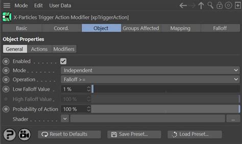 trigger action modifier