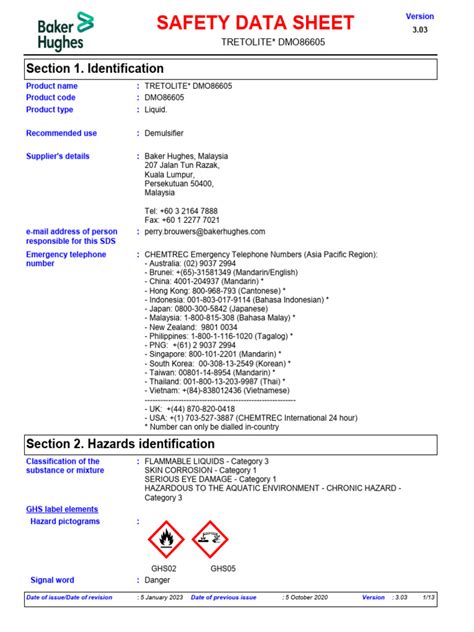Tretolite Dmo86605 Dmo86605 Malaysia English Oic Eh Oilfield 1017275