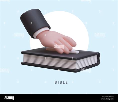 Poster With Adult Man Putting Hand On Holy Bible Promise Of