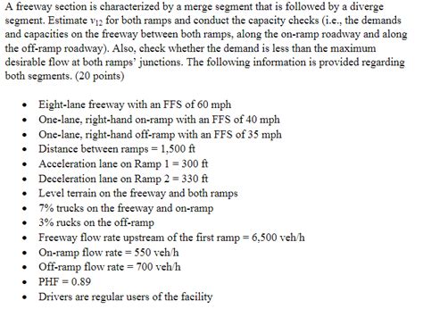 solved a freeway section is characterized by a merge segment