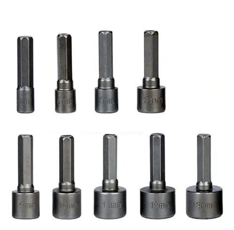 Bits Para Parafusadeira Sextavado Canhão 9pç Bits 5mm Até 13mm