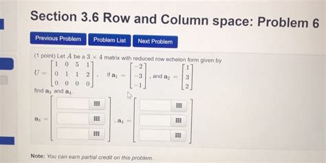 solved section 3 6 row and column space problem 6 previous