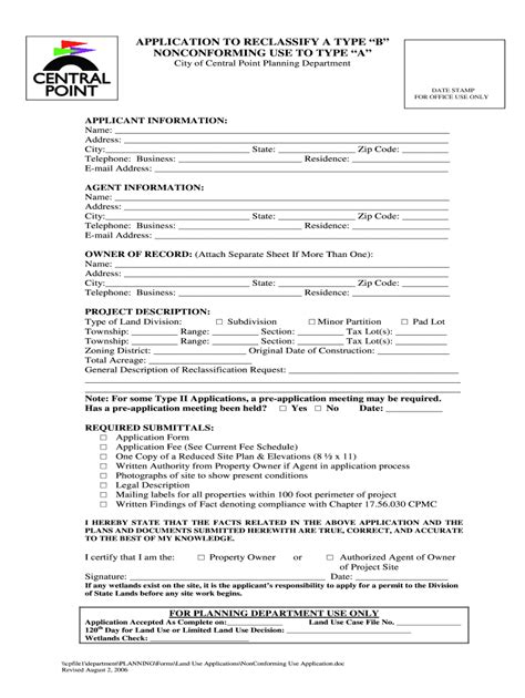 Fillable Online Application To Reclassify Nonconforming Use Fax Email