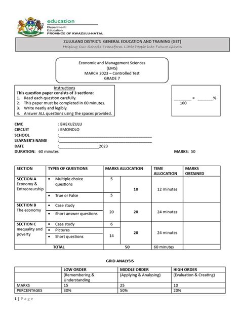 Grade 7 Ems Term 1 Controlled Test Pdf Recycling Plastic