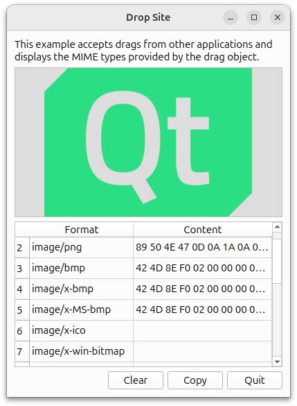 Drop Site Example Qt Widgets Qt 6110