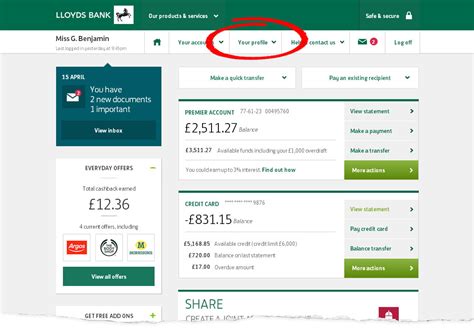 Lloyds Bank Internet Banking Personal Details