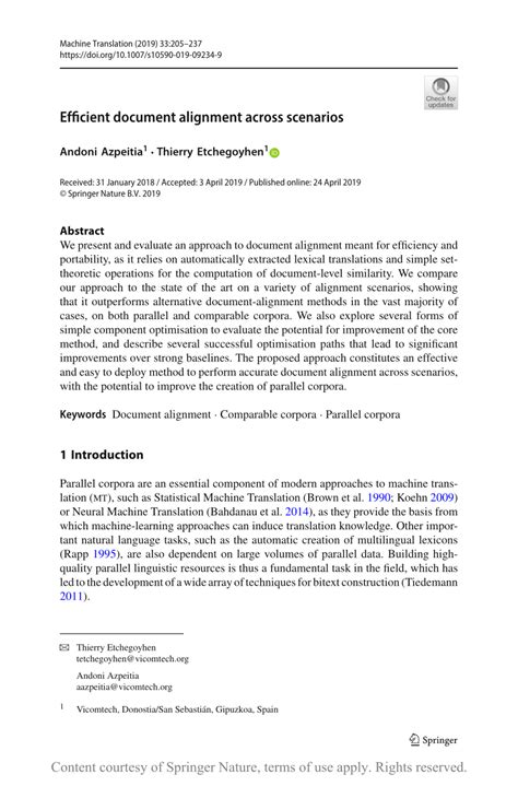 efficient document alignment across scenarios request pdf