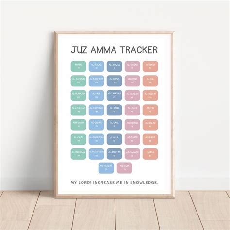 Juz Amma Tracker Islamic Printable Quran Memorization Chart Muslim