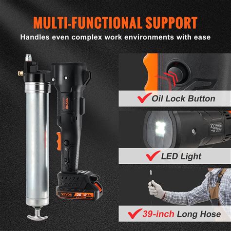 Vevor Cordless Grease Gun 20 Volt 10000 Psi 39 Long Hose Electric