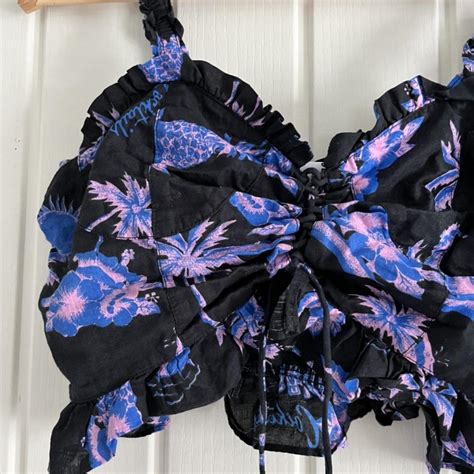 Collusion Crop Top Super Cute Pattern Only Worn A Depop