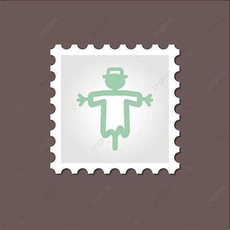 Scarecrow Stamp Outline Vector Illustration Agriculture Tag Scare Vector Agriculture Tag