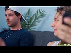 Leo Louis And Benjamin Blue Both Loosening Up Together That They Jerk Of Side By Side Ending Up