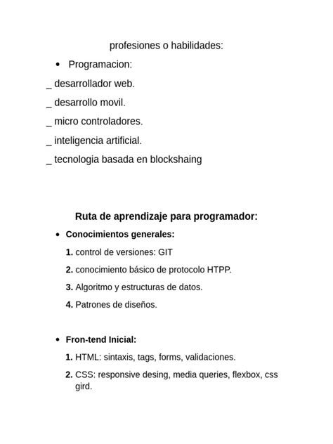 Ruta De Aprendizaje De Programacion Pdf