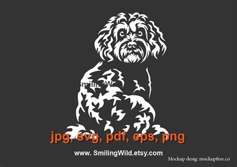 Cockapoo Svg Vector Graphic Art Portrait Face Cut In White Print On