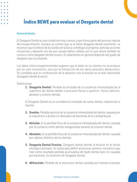 Índice Bewe Para Evaluar El Desgaste Dental Pdf Diente Odontología