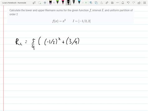 video solution calculate the lower and upper riemann sums for the given