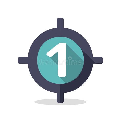 Number One Inside Target Crosshair Icon With Long Shadow Depicting