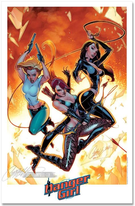 J Scott Campbell Danger Girl Revolver Explosion Print Danger Girl