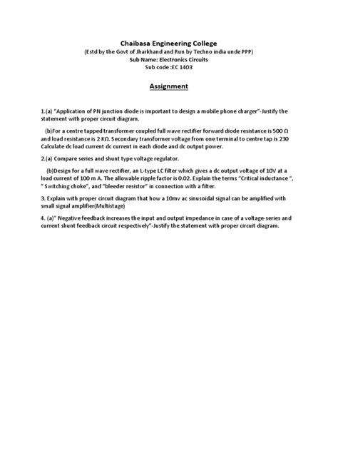 Assignment Electronic Circuits Pdf