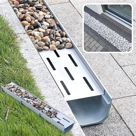 Blazea Yard Trench Drain System For Pebbles Filling Concrete Drainage
