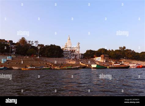 Long View Of Popular Assi Ghat With Several Pilgrims That Stands At The Southernmost Part Of