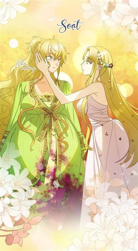 Two Anime Girls Standing Next To Each Other In Front Of Flowers And The