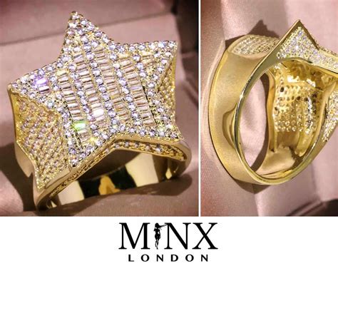 Iced Out Ring Star Ring Gold Star Ring Minx London