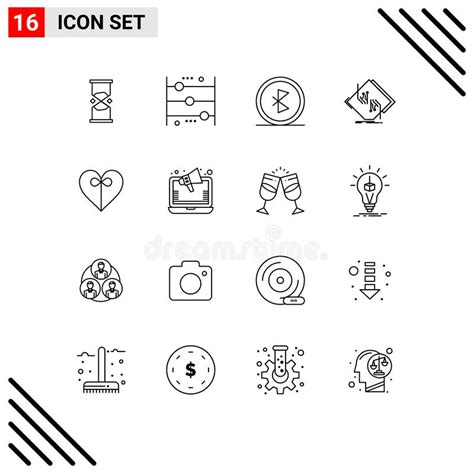 Modern Set Of 16 Outlines And Symbols Such As Circuit Board Counting