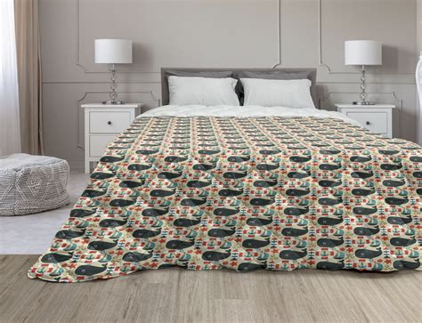 Shark Down Alternative Comforter Rhythmic Smiling Carnivore Motifs