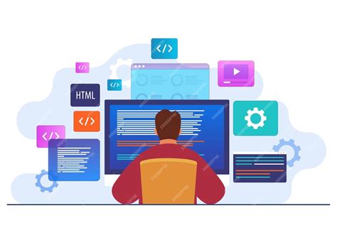 premium vector programming writing code using computer website
