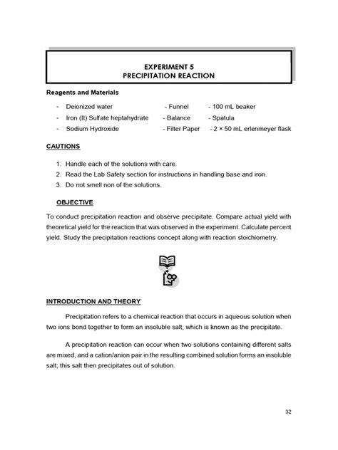 lab manual exp 5 pdf stoichiometry precipitation chemistry